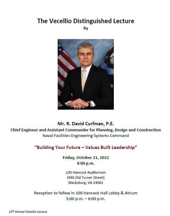 Mr. R. David Curfman to deliver 21st annual Vecellio Lecture | Civil ...
